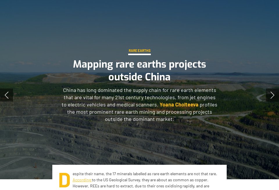 Mapping rare earths projects outside China - Mine | Issue 103 | April 2020