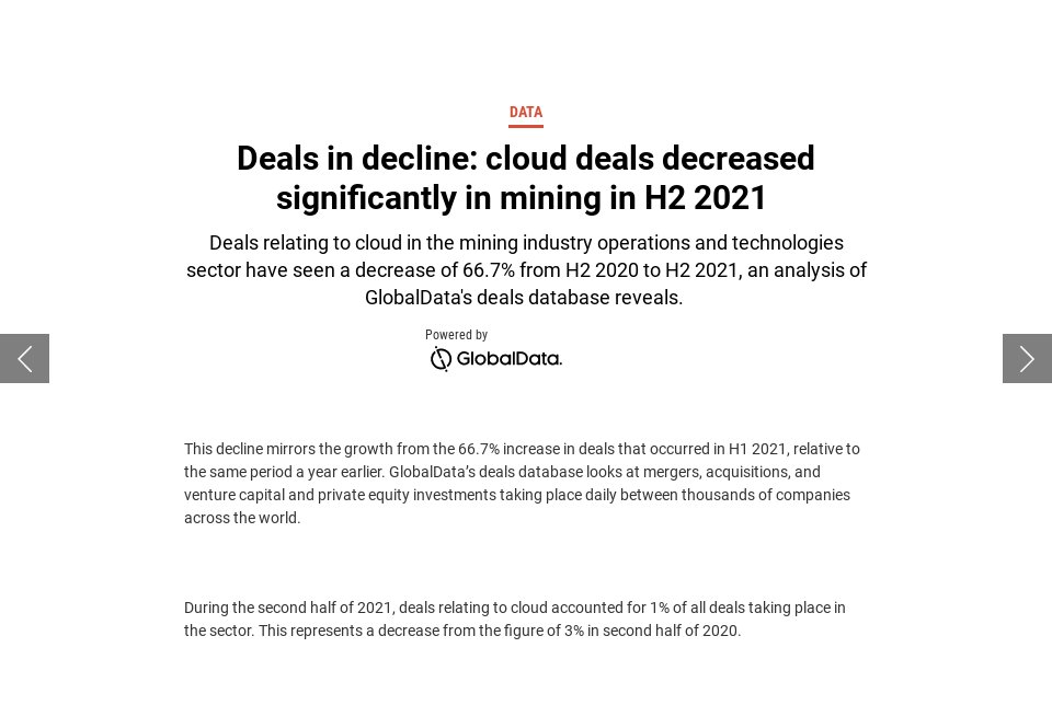 Deals in decline: cloud deals decreased significantly in mining in H2 ...
