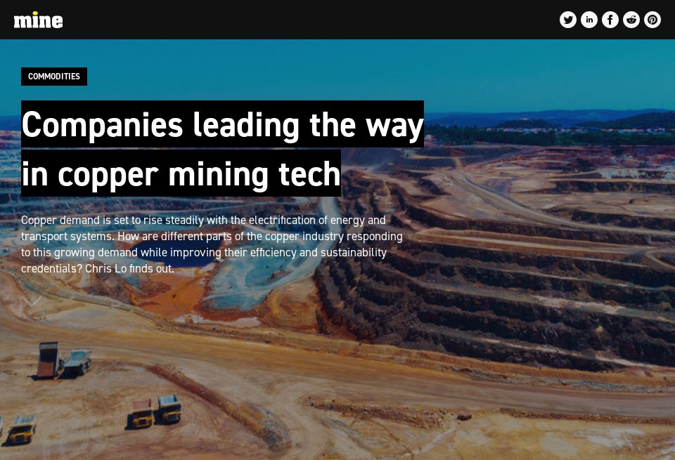 Companies leading the way in copper mining tech - Mine | Issue 83 ...