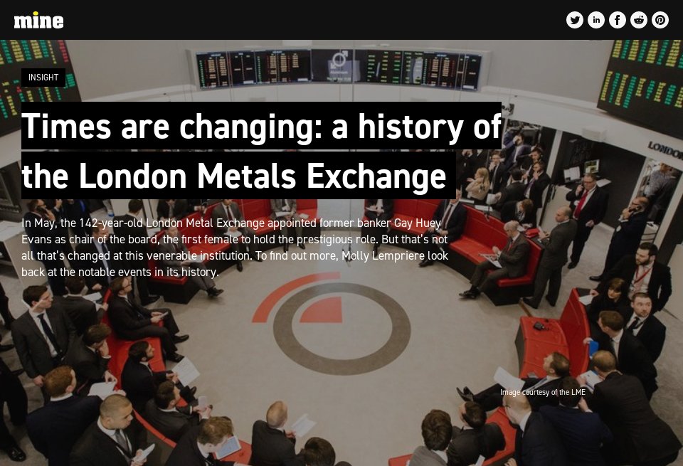 Times are changing: a history of the London Metals Exchange - Mine ...