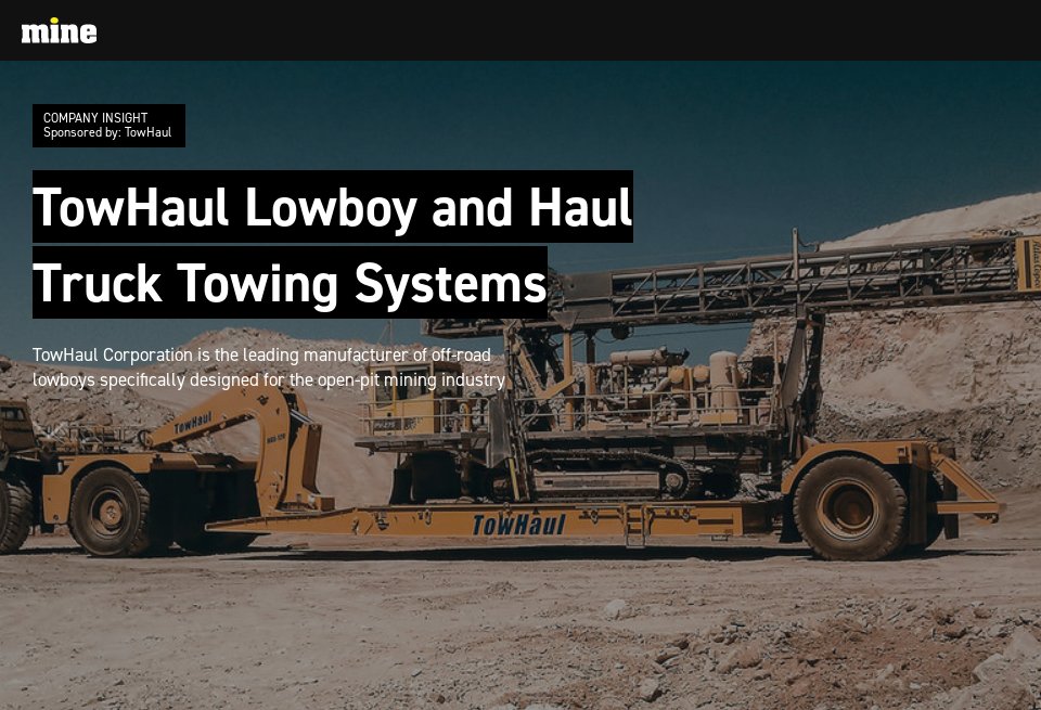 TowHaul Company Insight - Mine | Issue 83 | August 2019