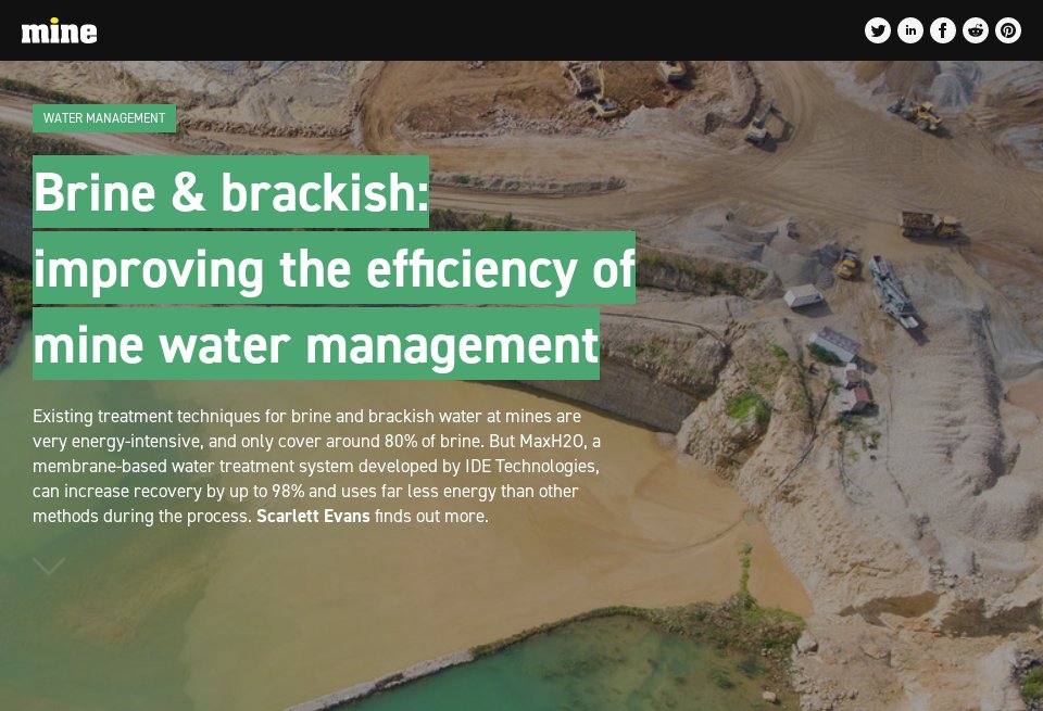 Brine & brackish: improving the efficiency of mine water management ...