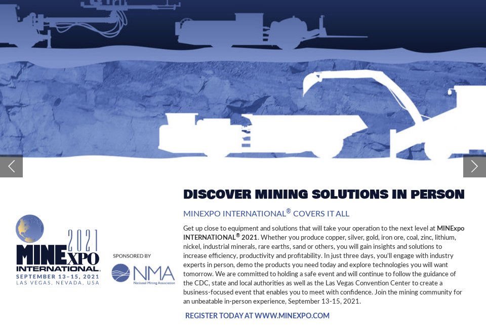 MINExpo 2021 - Mine | Issue 107 | August 2021