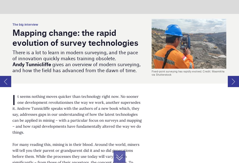 The rapid evolution of mining survey technologies - Mine | Issue 131 ...
