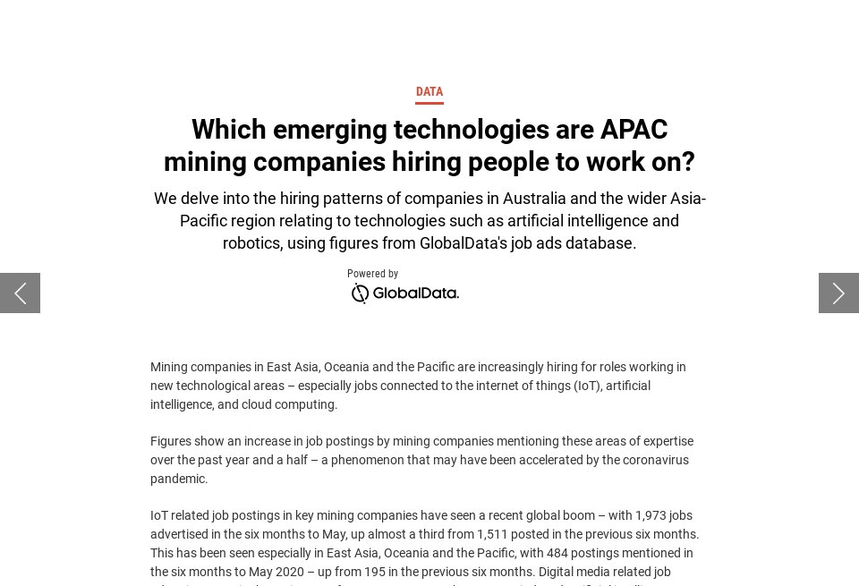 Which emerging technologies are APAC mining companies hiring people to ...