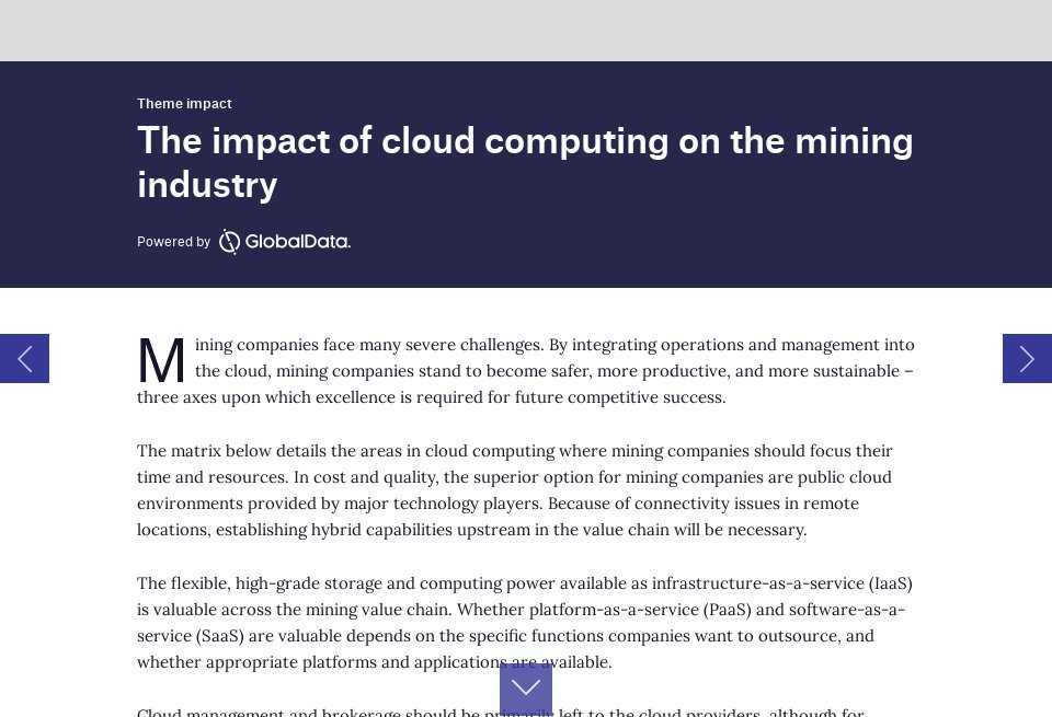 The impact of cloud computing on the mining industry - Mine Australia ...