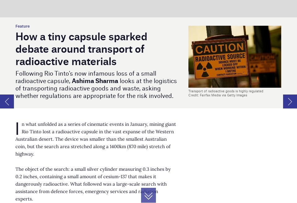 How a tiny capsule sparked debate around transport of radioactive ...