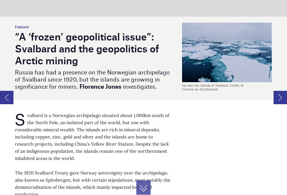 “A ‘frozen’ geopolitical issue”: Svalbard and the geopolitics of Arctic mining - Mine Australia ...