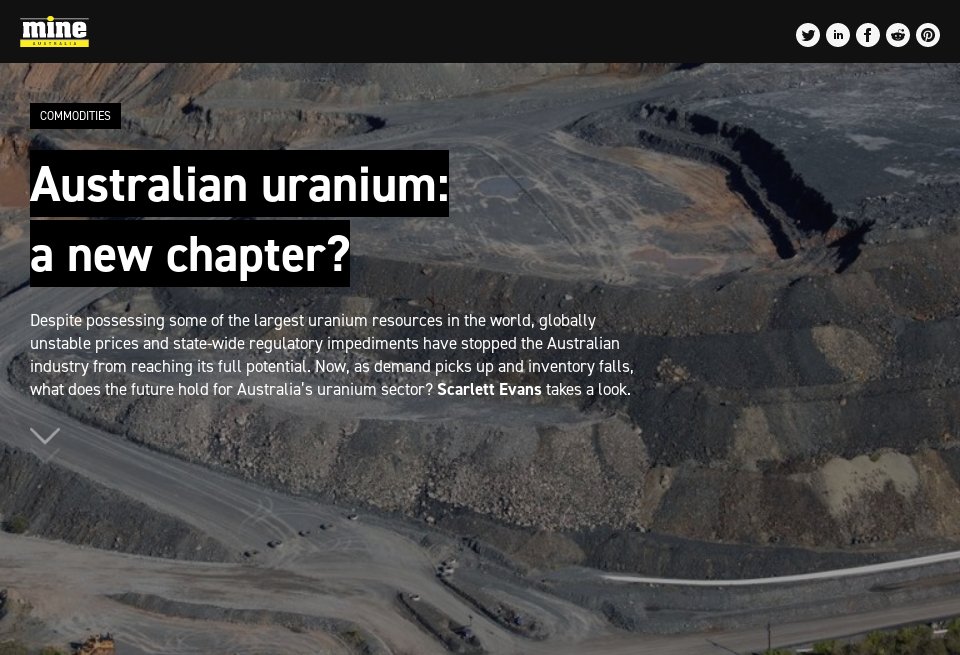Australian uranium: a new chapter? - Mine Australia | Issue 9 | January ...