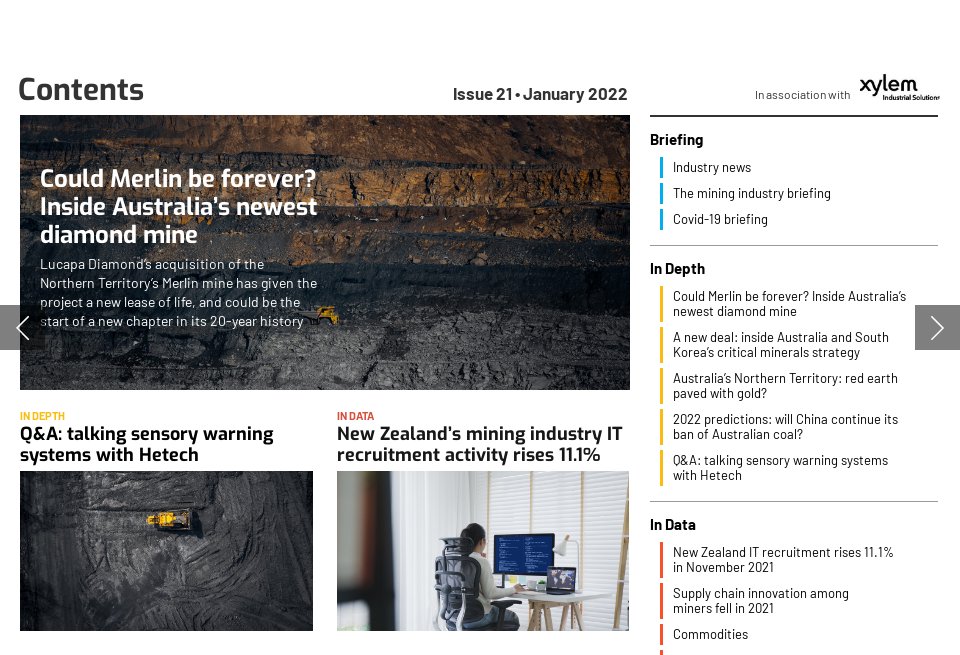 In this issue - Mine Australia | Issue 21 | January 2022