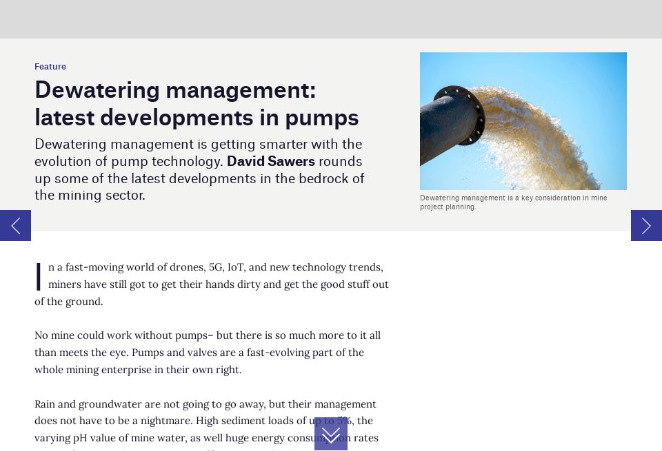 Dewatering management: latest developments in pumps - Mine Australia ...