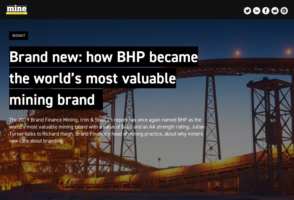 Brand new: how BHP became the world’s most valuable mining brand - Mine ...