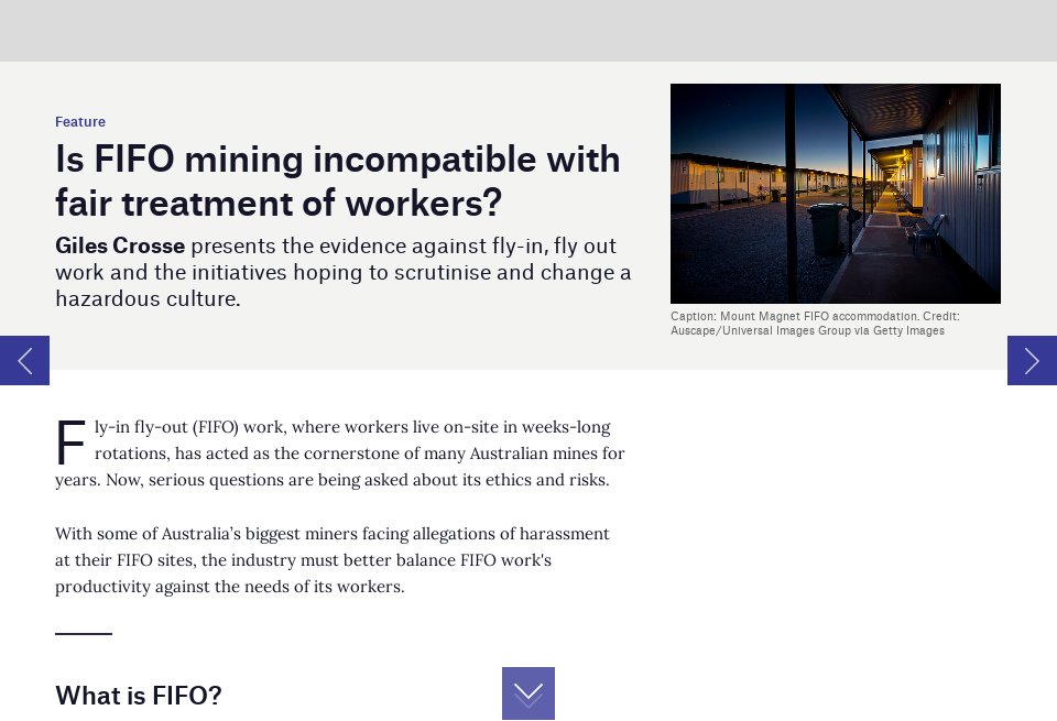Is FIFO mining incompatible with fair treatment of workers? - Mine ...