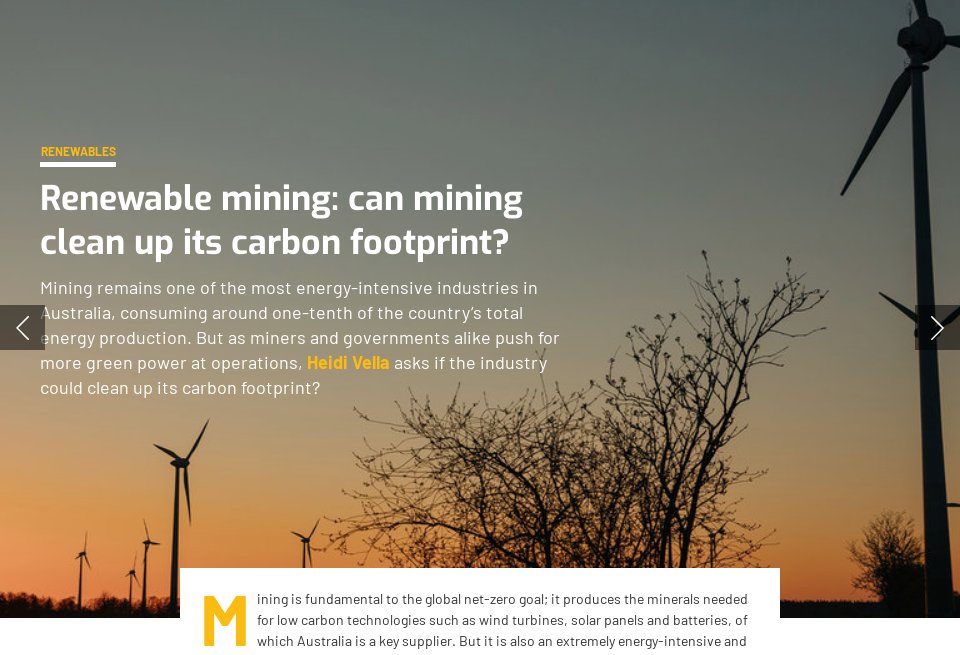 Renewable mining: can mining clean up its carbon footprint? - Mine ...