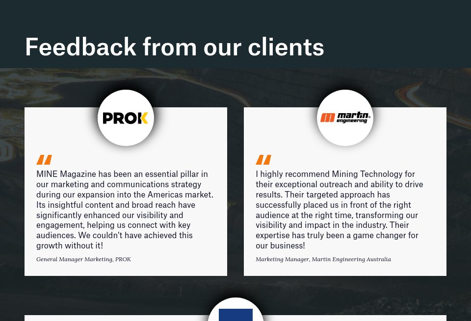 Feedback from our clients - MINE Australia Media Kit