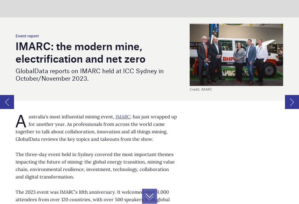 Event report: IMARC - Mine Australia | Issue 37 | November 2023