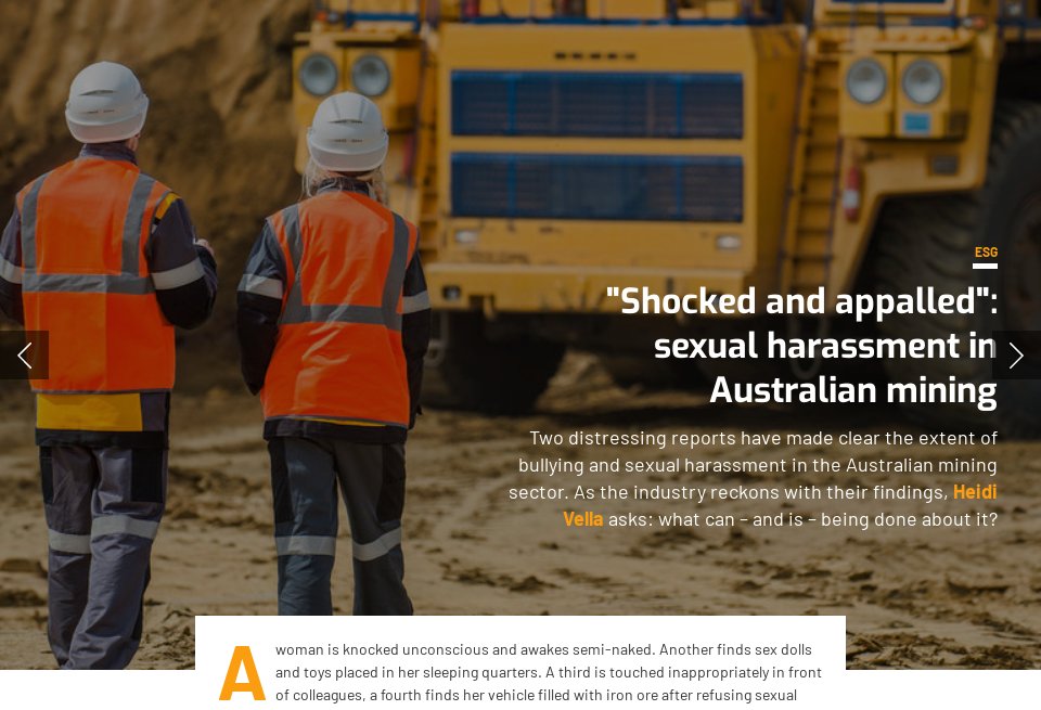 "Shocked and appalled”: sexual harassment in Australian mining - Mine ...