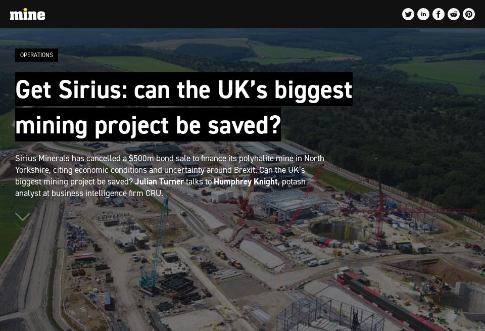 Get Sirius: can the UK’s biggest mining project be saved? - Mine ...