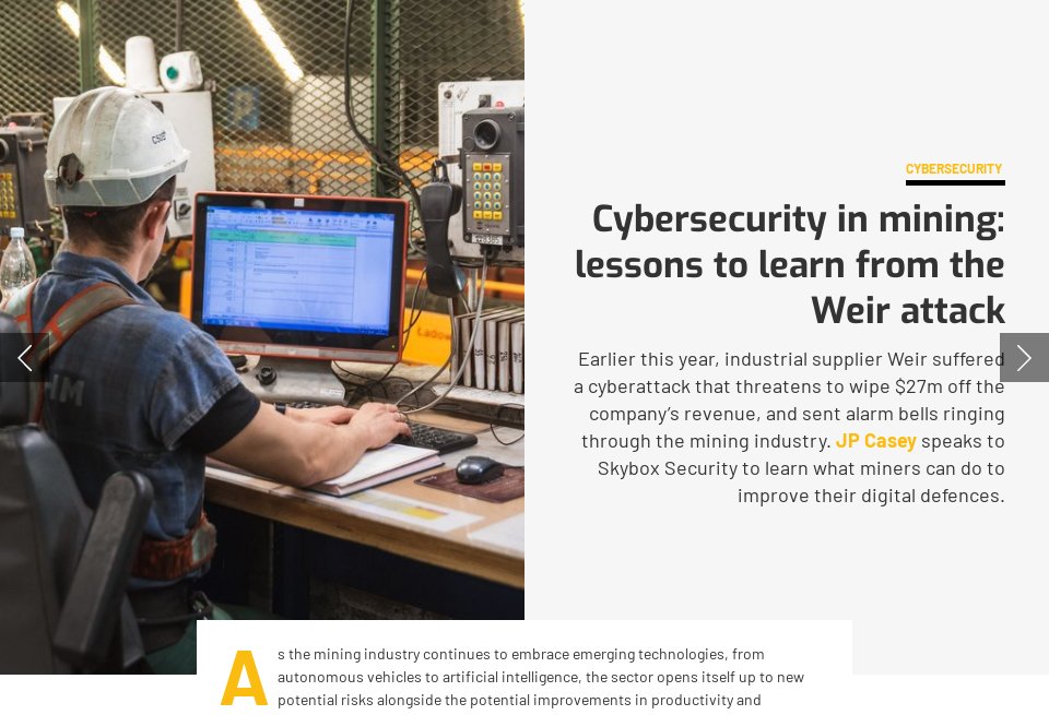 Cybersecurity in mining: lessons to learn from the Weir attack - Mine ...