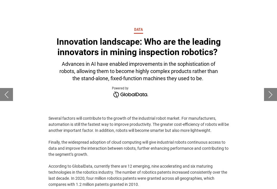 Innovation landscape: Who are the leading innovators in mining ...