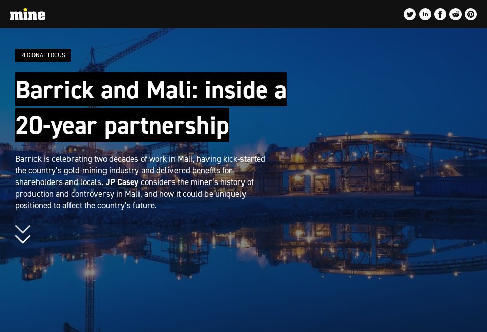 Barrick and Mali: inside a 20-year partnership - Mine | Issue 89 ...