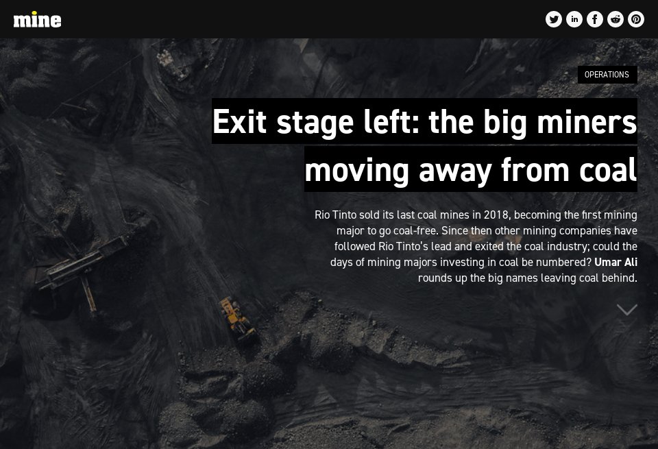 Exit stage left: the big miners moving away from coal - Mine | Issue 89 ...