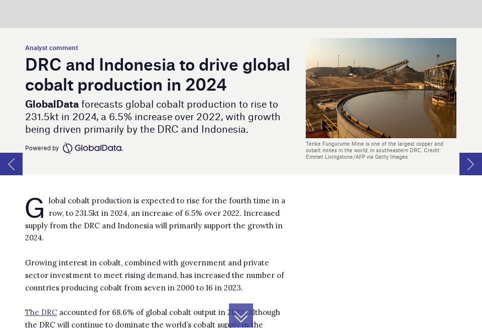 Increased supply from the DRC and Indonesia will drive global cobalt ...