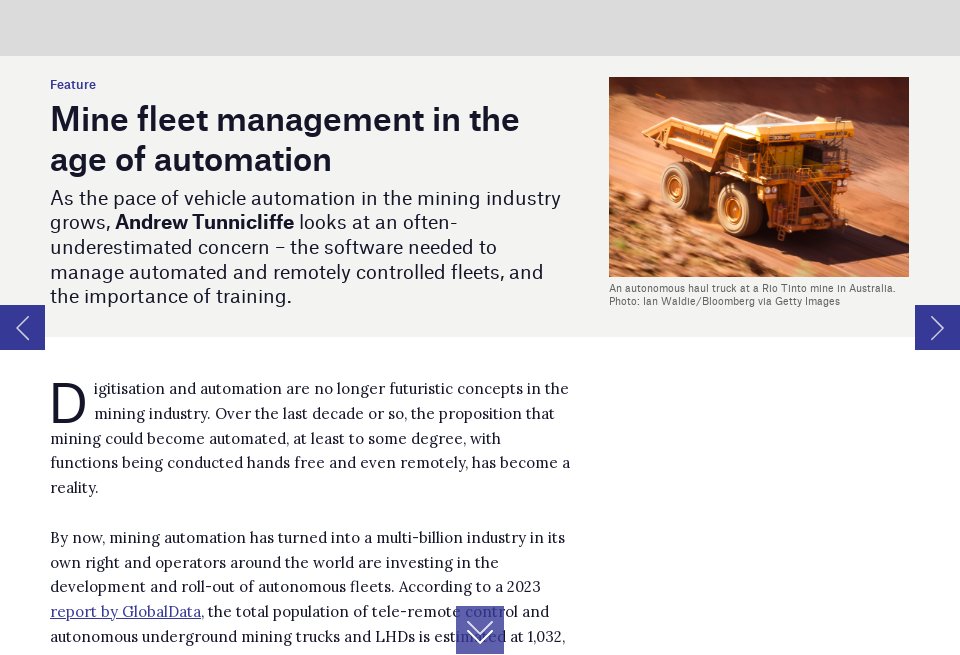 Mine fleet management in the age of automation - Mine | Issue 137 ...