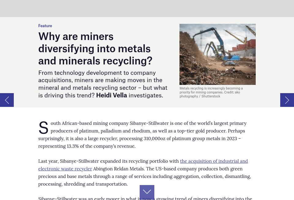 Why are miners diversifying into metals and minerals recycling? - Mine ...