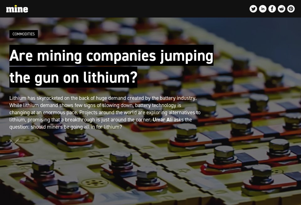 Are mining companies jumping the gun on lithium? - Mine | Issue 88 ...