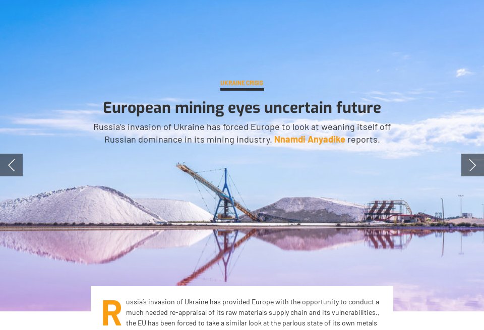 European mining eyes uncertain future - Mine | Issue 124 | January 2023