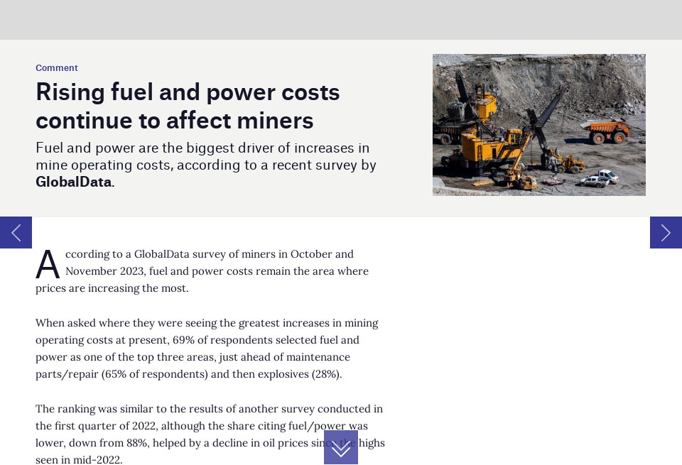 Rising fuel and power costs continue to affect miners - Mine | Issue ...