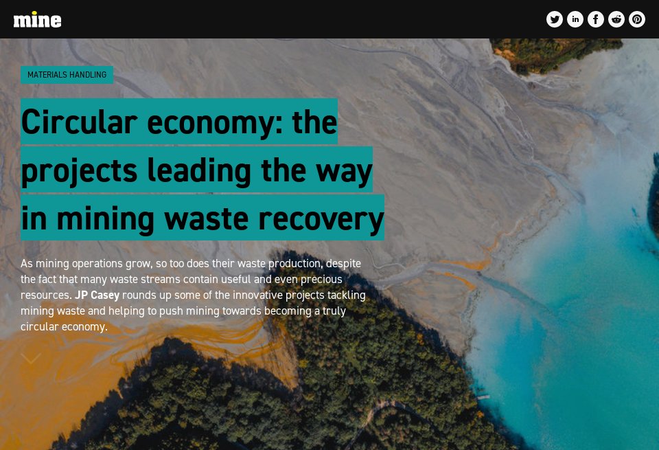 Circular economy: the projects leading the way in mining waste recovery - Mine | Issue 94 | July ...