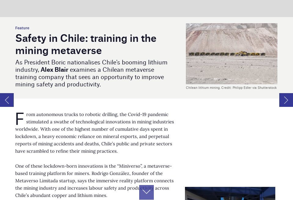 Safety in Chile, and training in the mining metaverse - Mine | Issue ...