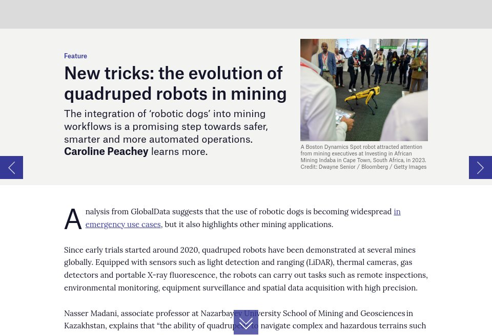 New tricks: the evolution of quadruped robots in mining - Mine | Issue 154 | July 2025