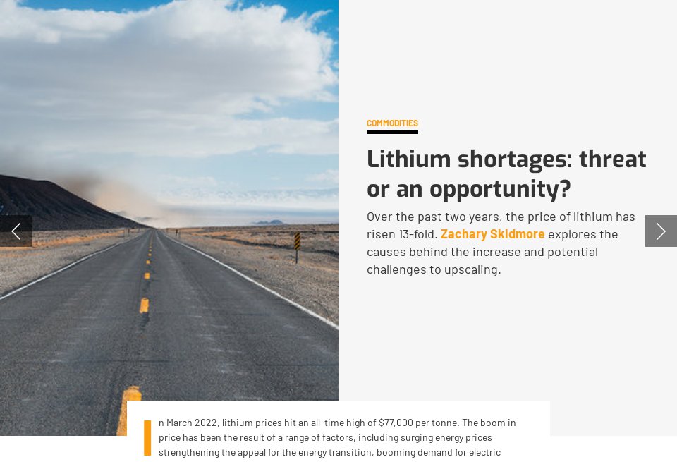Lithium shortages: threat or an opportunity? - Mine | Issue 117 | June 2022