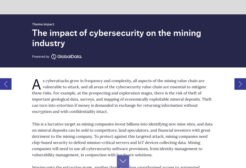 The impact of cybersecurity on the mining industry - Mine | Issue 129 ...