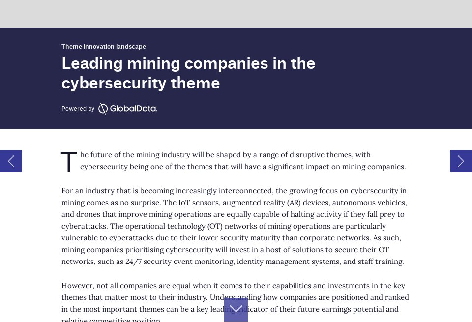 Leading mining companies in the cybersecurity theme - Mine | Issue 129 ...