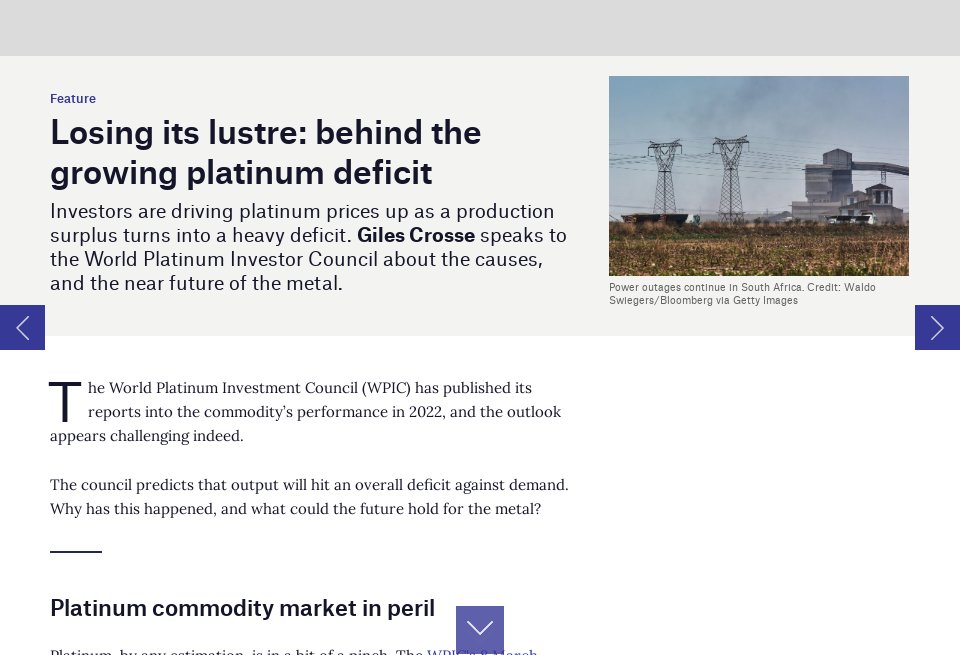 Losing its lustre: behind the growing platinum deficit - Mine | Issue ...