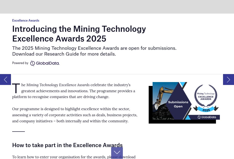 Introducing the Mining Technology Excellence Awards 2025 - Mine | Issue 153 | June 2025