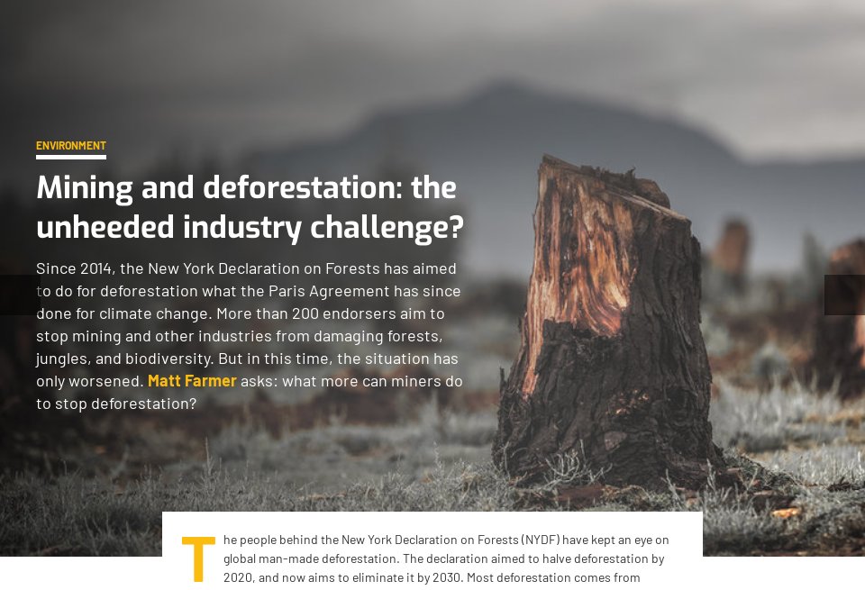 Mining and deforestation: the unheeded industry challenge? - Mine ...