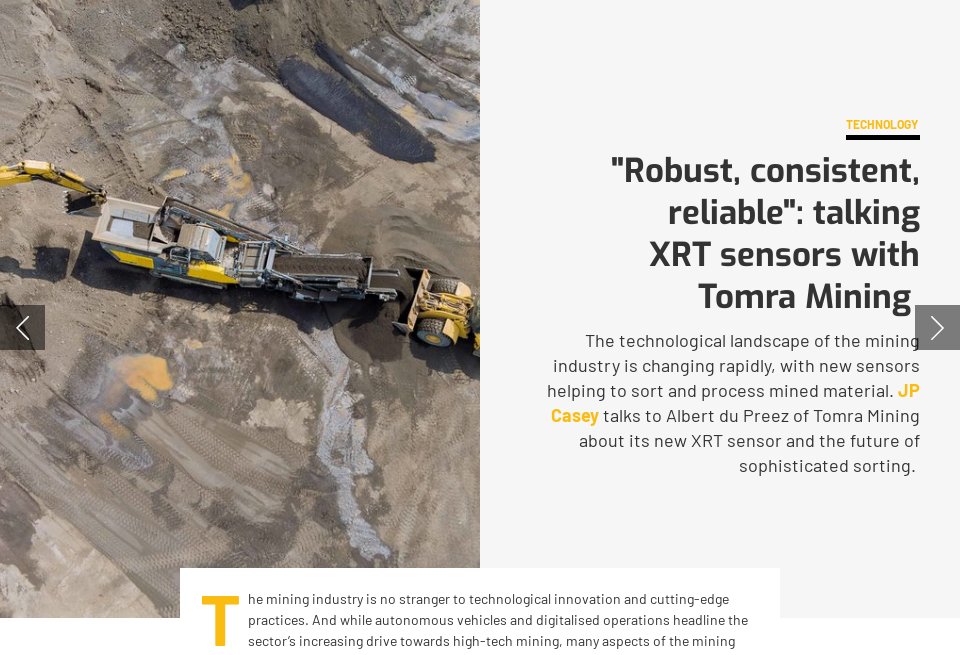 "Robust, consistent, reliable": talking XRT sensors with Tomra Mining - Mine | Issue 114 | March ...