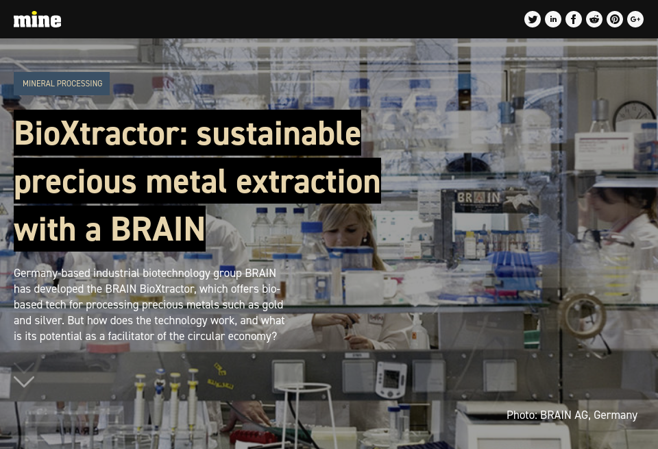 BioXtractor: sustainable precious metal extraction with a BRAIN - Mine ...