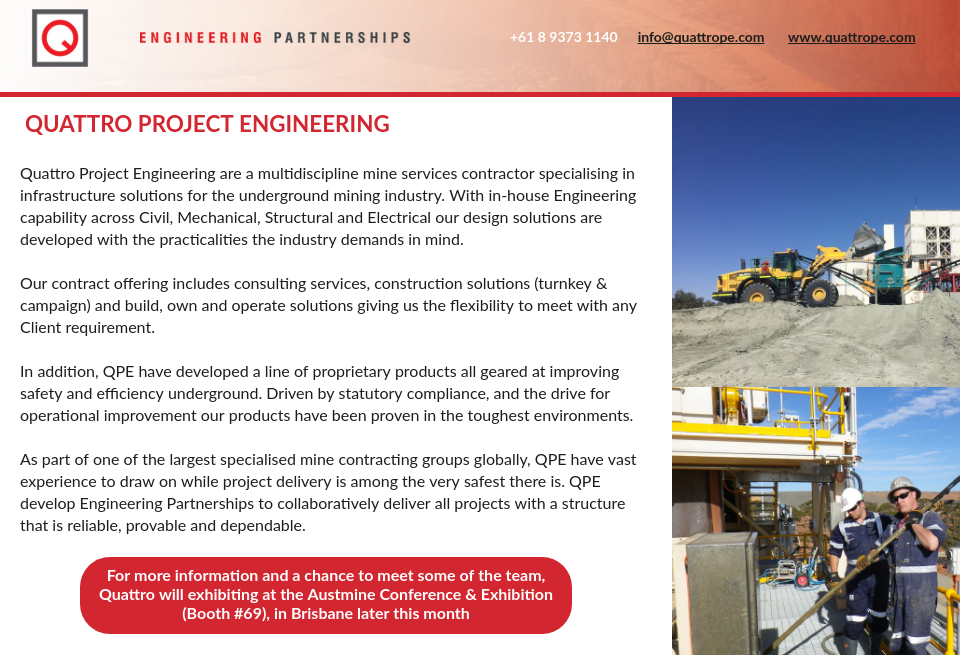 Quattro Project Engineering - Mine Magazine | Issue 80 | May 2019