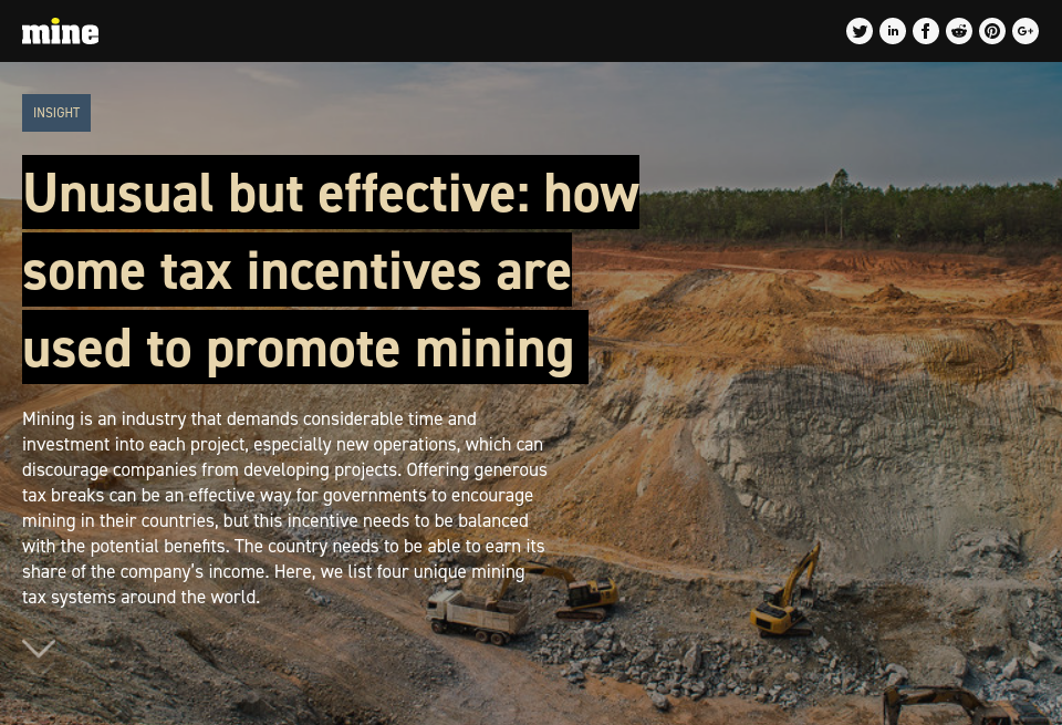 Unusual but effective: how some tax incentives are used to promote mining - Mine Magazine ...