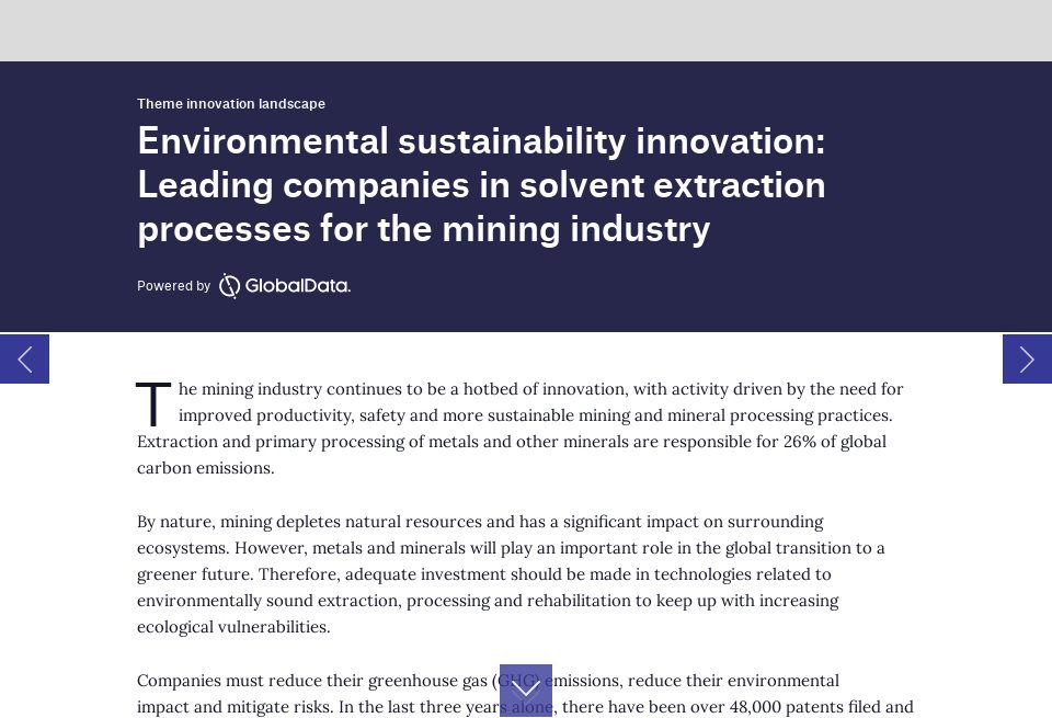 Environmental sustainability innovation: Leading companies in solvent ...
