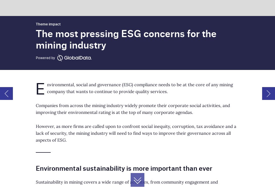 The most pressing ESG concerns for the mining industry - Mine | Issue ...