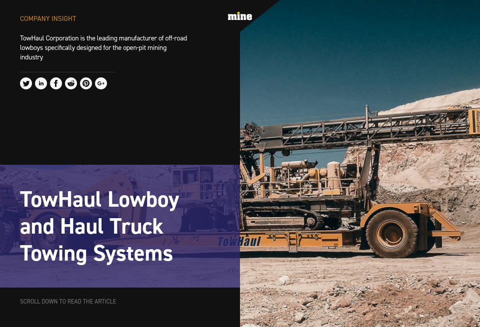 TowHaul Company Insight - Mine Magazine | Issue 74 | November 2018