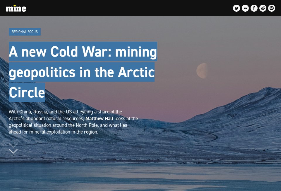 A new Cold War: mining geopolitics in the Arctic circle - Mine | Issue ...