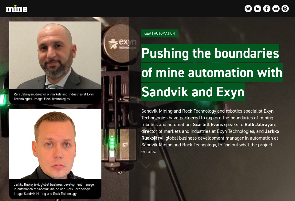 Q&A: Pushing the boundaries of mine automation with Sandvik and Exyn - Mine | Issue 98 ...
